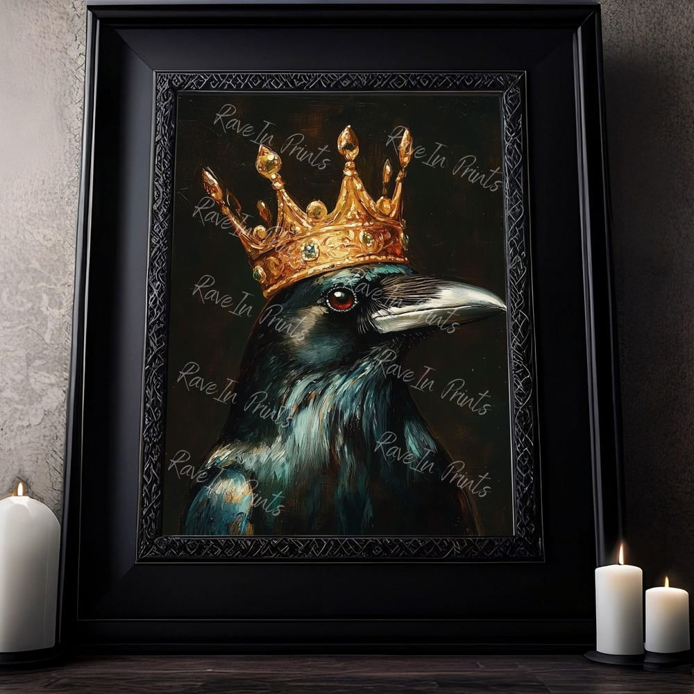 Dopaprint UNFRAMED PAPER POSTER Raven Wearing Crown Print, Dark ...