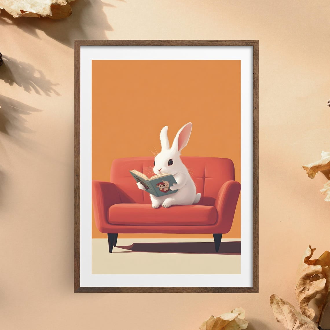 Dopaprint UNFRAMED PAPER POSTER Reading Rabbitwhimsical Bunny Poster ...