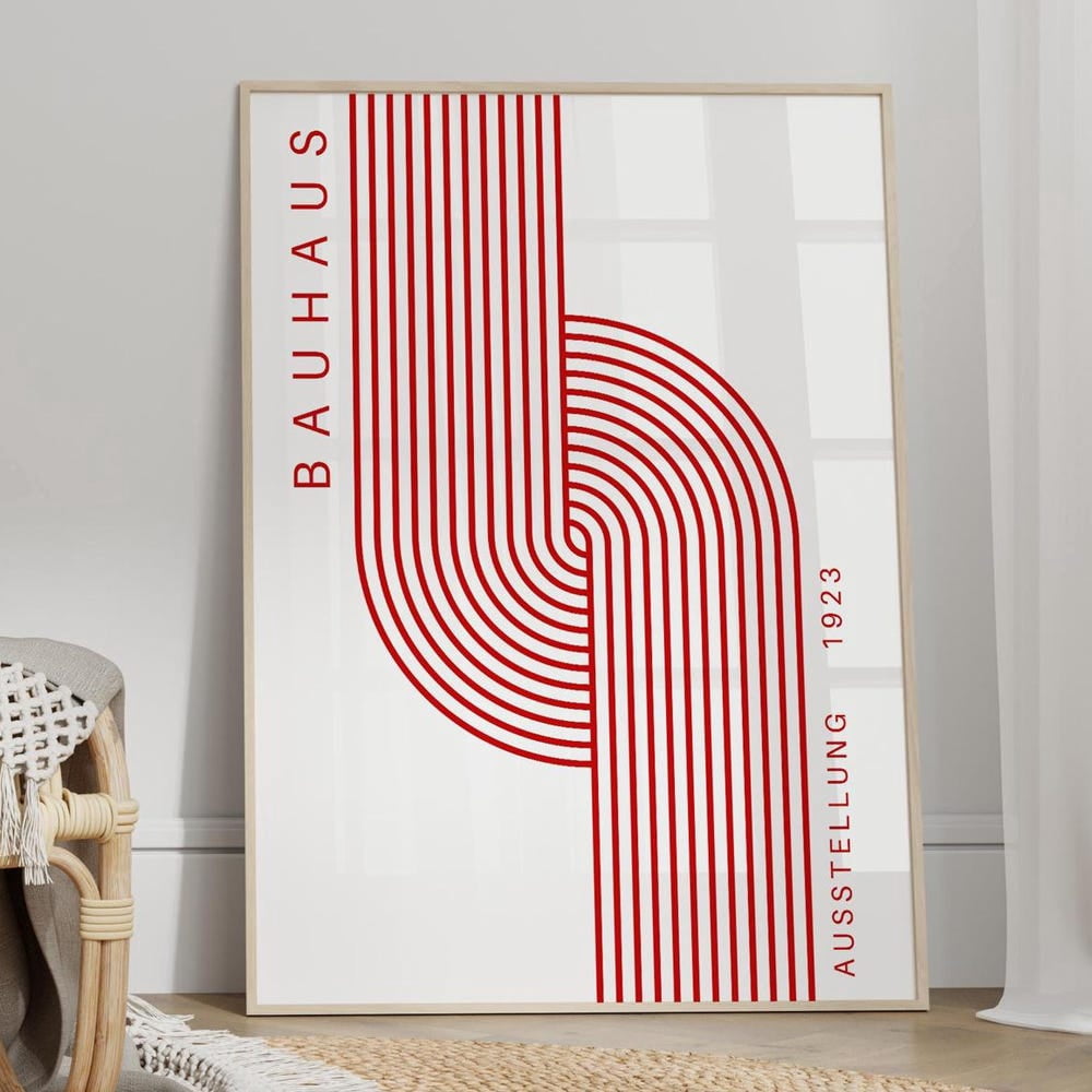 Dopaprint UNFRAMED PAPER POSTER Red Bauhaus Poster - Bauhaus Wall Art ...
