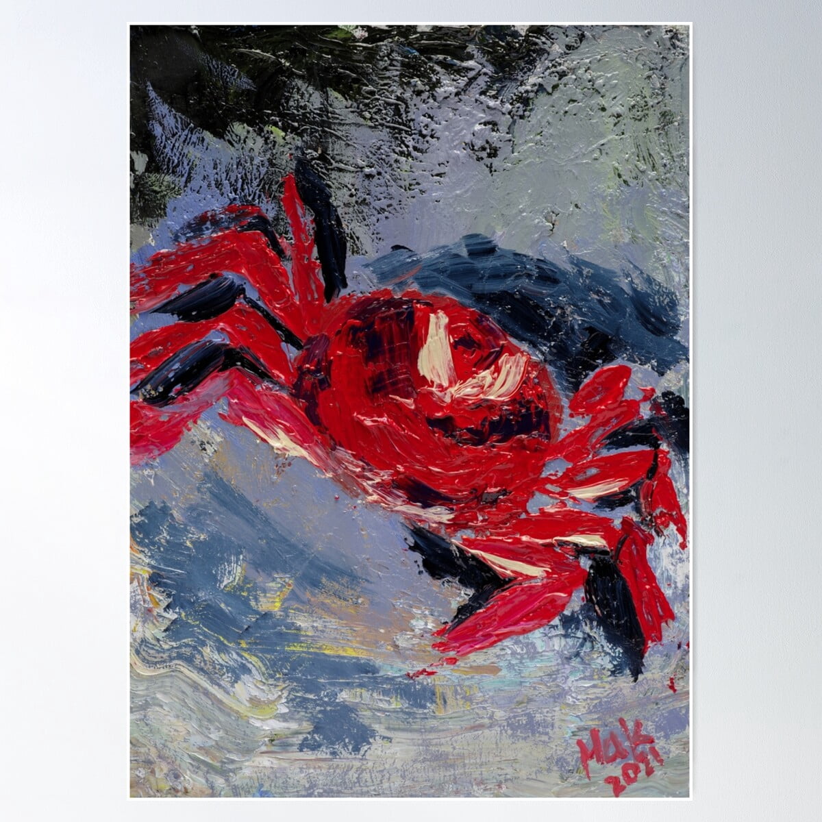 Dopaprint UNFRAMED PAPER POSTER Red Crab Print Poster Wall Art, Modern ...