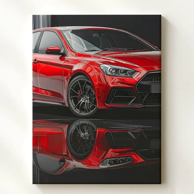 Dopaprint UNFRAMED PAPER POSTER Red Sports Hatchback Neon Cyberpunk ...