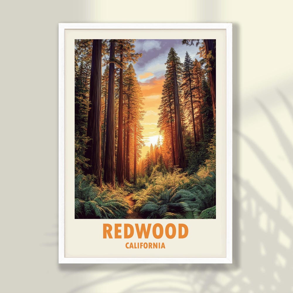 Dopaprint UNFRAMED PAPER POSTER Redwood Travel Poster - Redwood Print ...