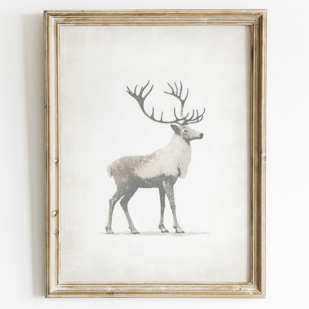 Dopaprint UNFRAMED PAPER POSTER Reindeer Art Print, White Reindeer ...