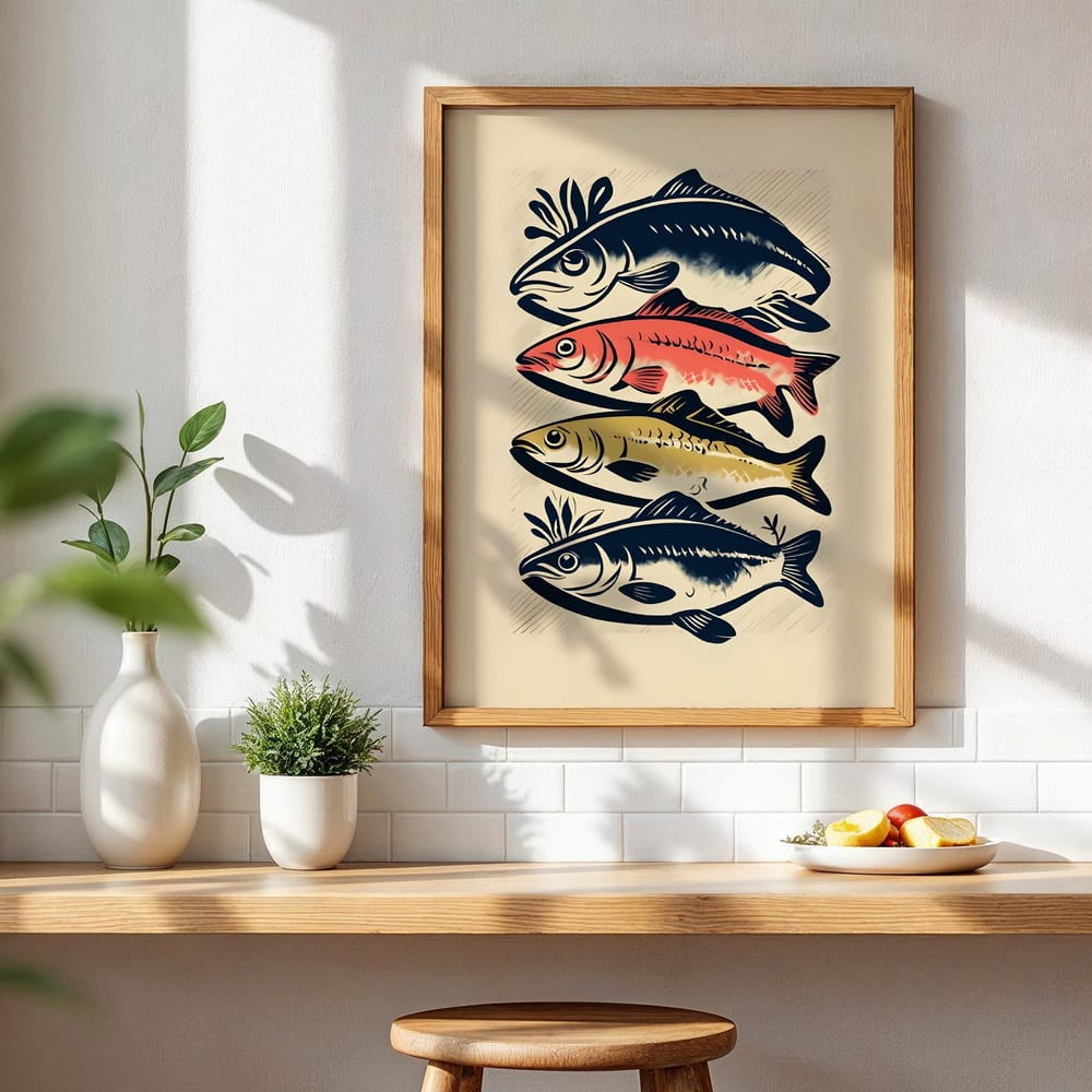 Dopaprint UNFRAMED PAPER POSTER Retro Fish Art Print - A Splash Of ...