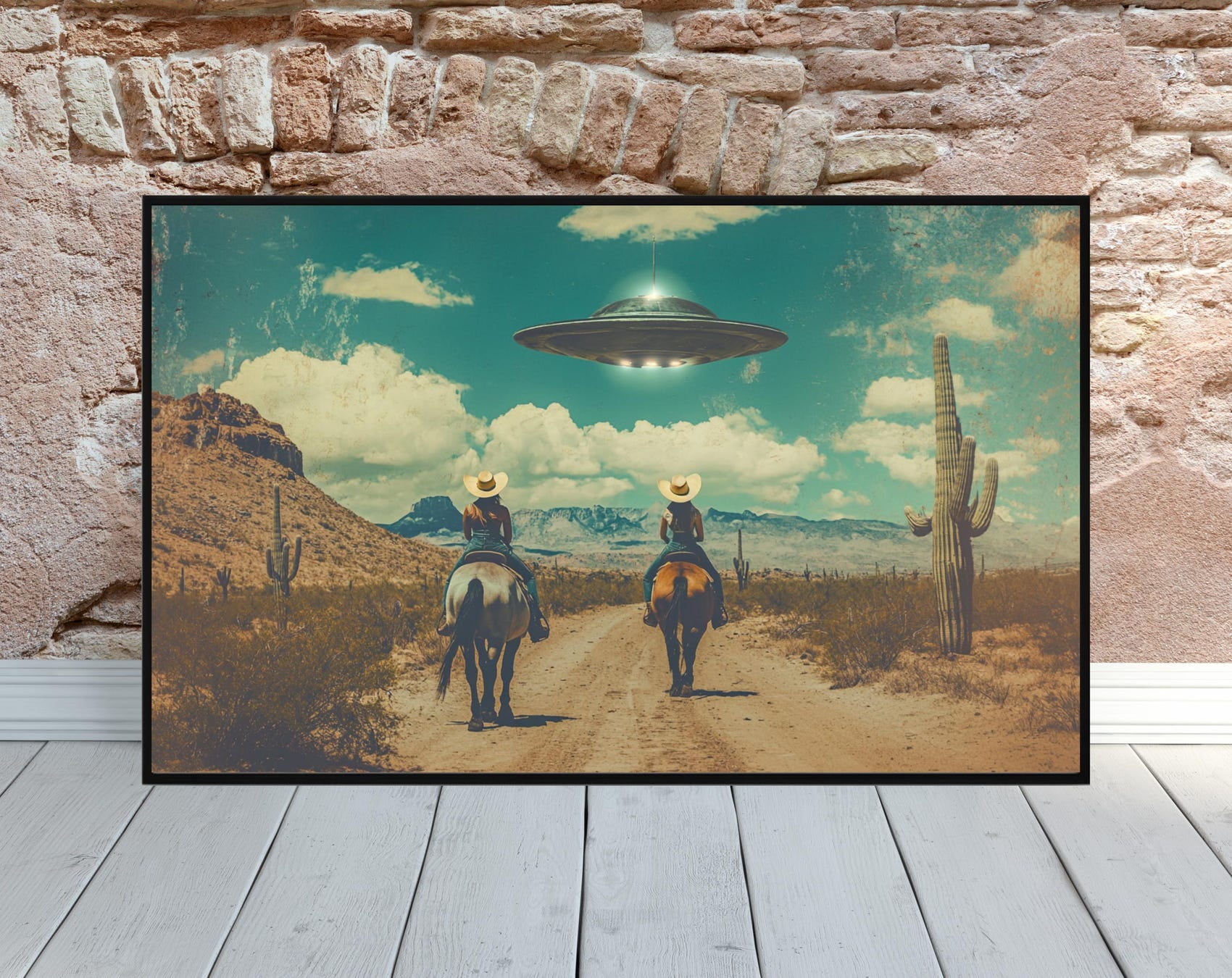 Dopaprint UNFRAMED PAPER POSTER Retro Futuristic Art Vintage Western Sci-Fi Collage Art Ufo ...