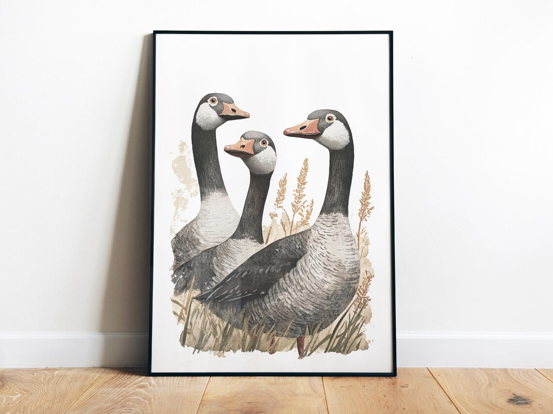 Dopaprint UNFRAMED PAPER POSTER Retro Geese Wall Art Print Vintage ...