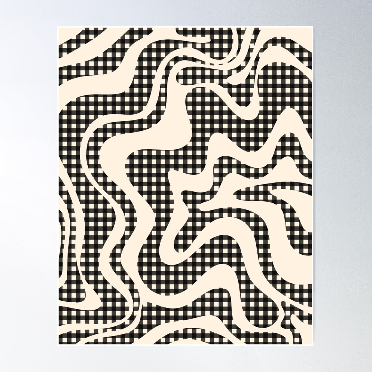 Dopaprint UNFRAMED PAPER POSTER Retro Liquid Swirl Abstract Gingham ...