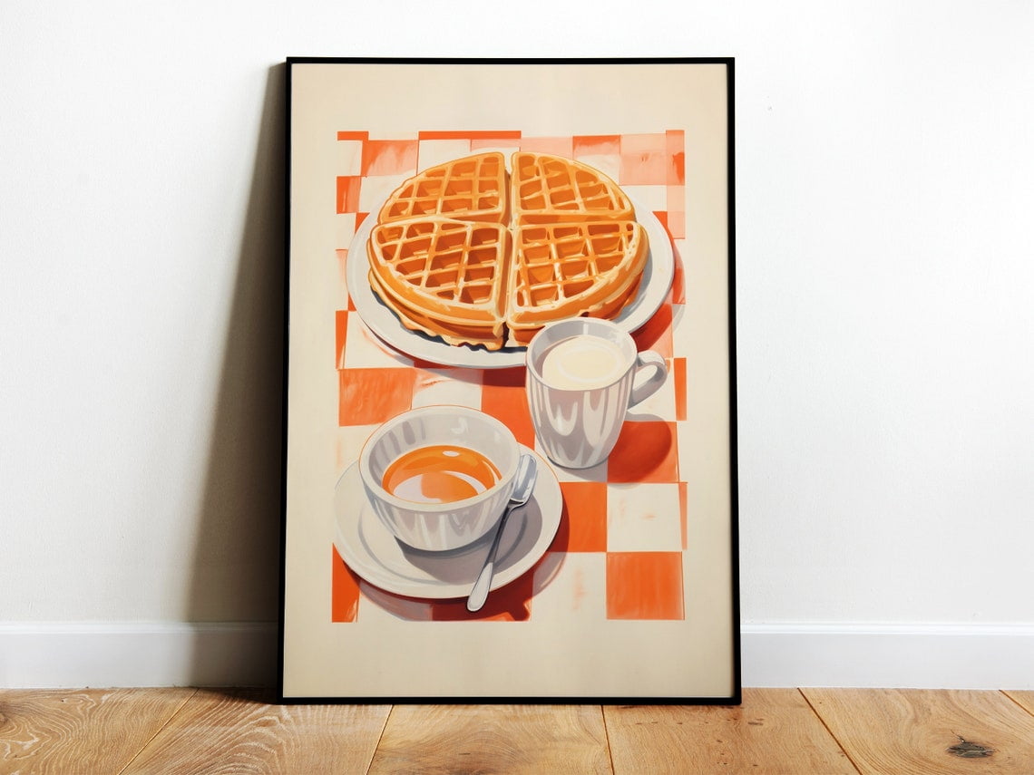 Dopaprint UNFRAMED PAPER POSTER Retro Morning Breakfast Poster Waffle ...