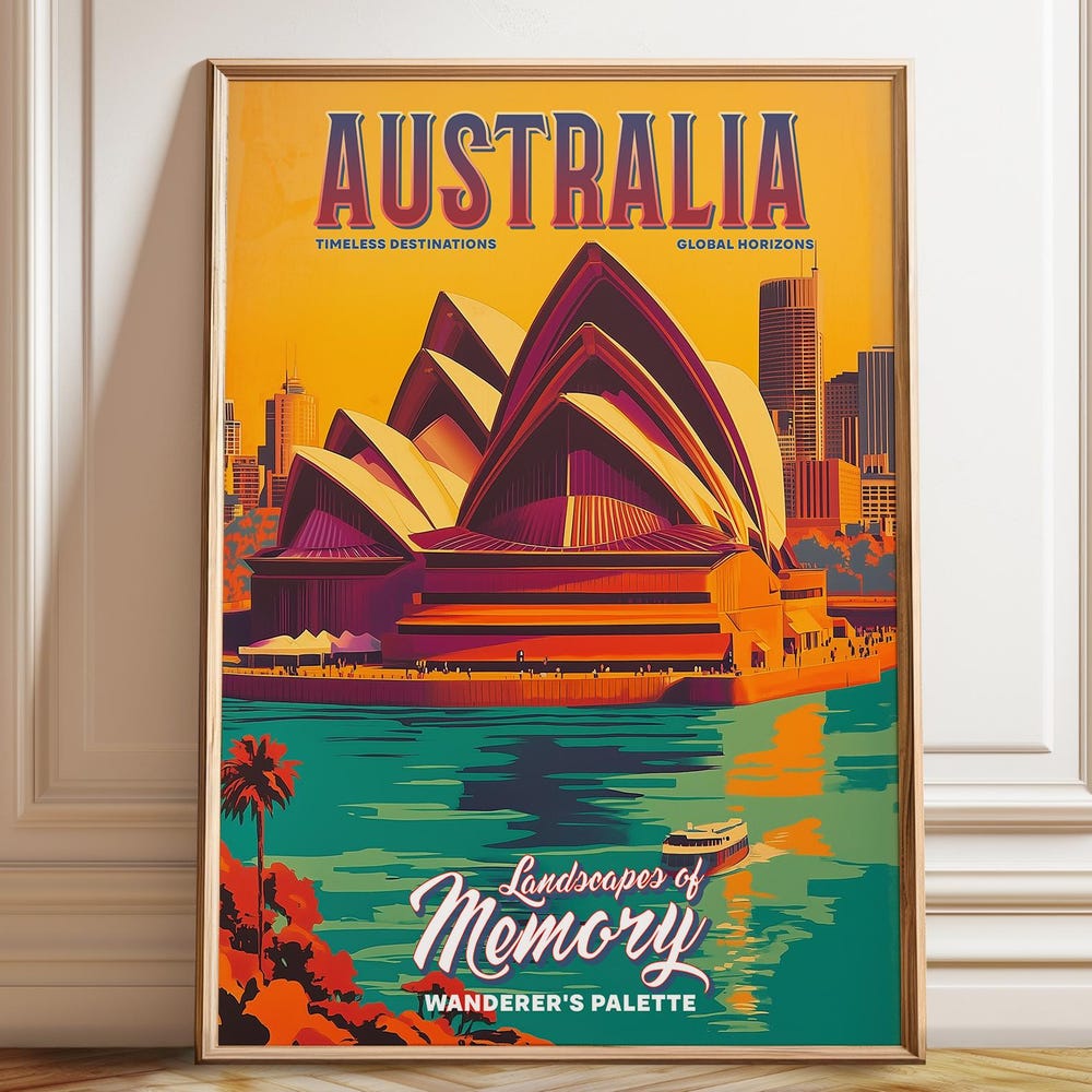 Dopaprint UNFRAMED PAPER POSTER Retro Sydney Opera House Art Print ...