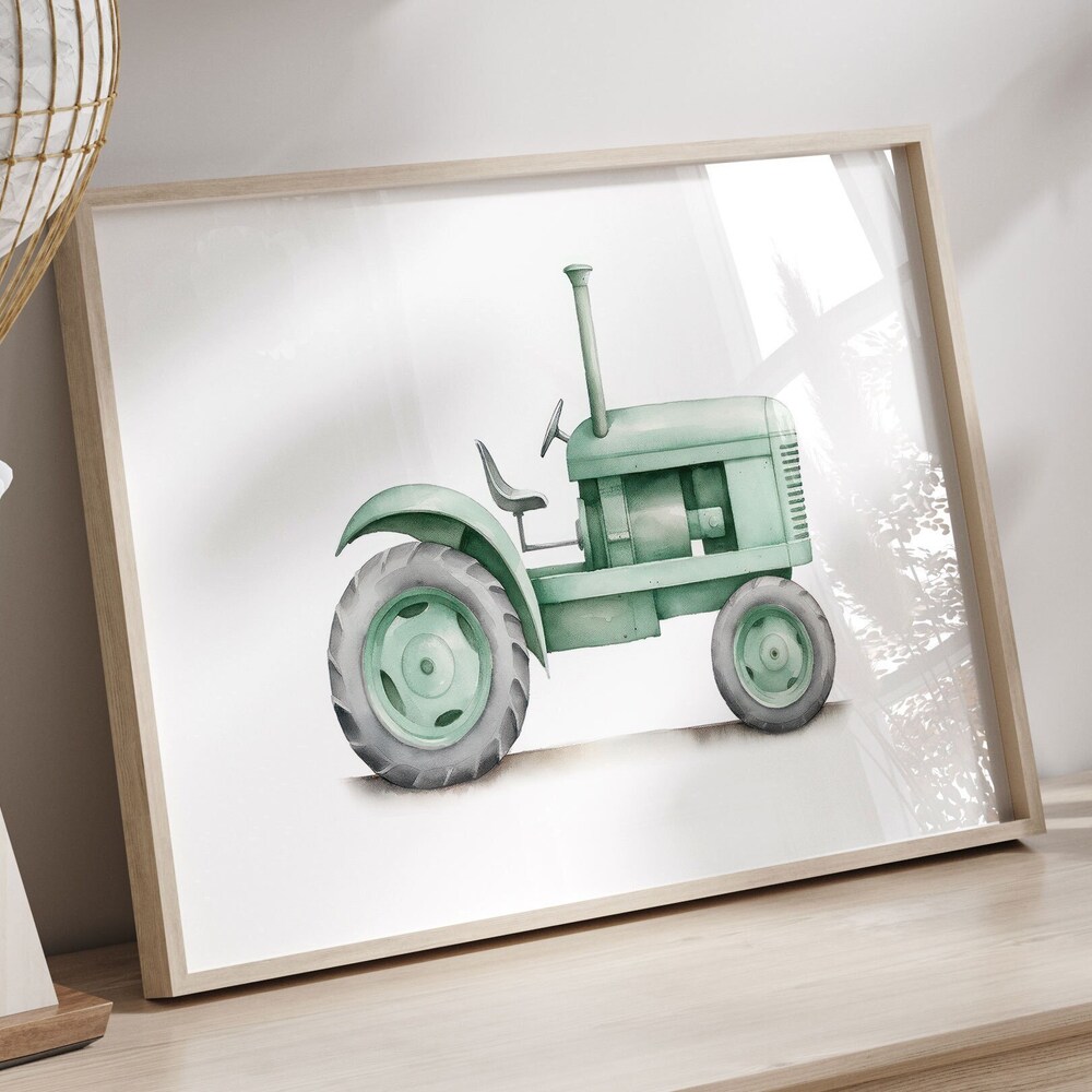 Dopaprint UNFRAMED PAPER POSTER Retro Tractor Print, Farmhouse Nursery ...