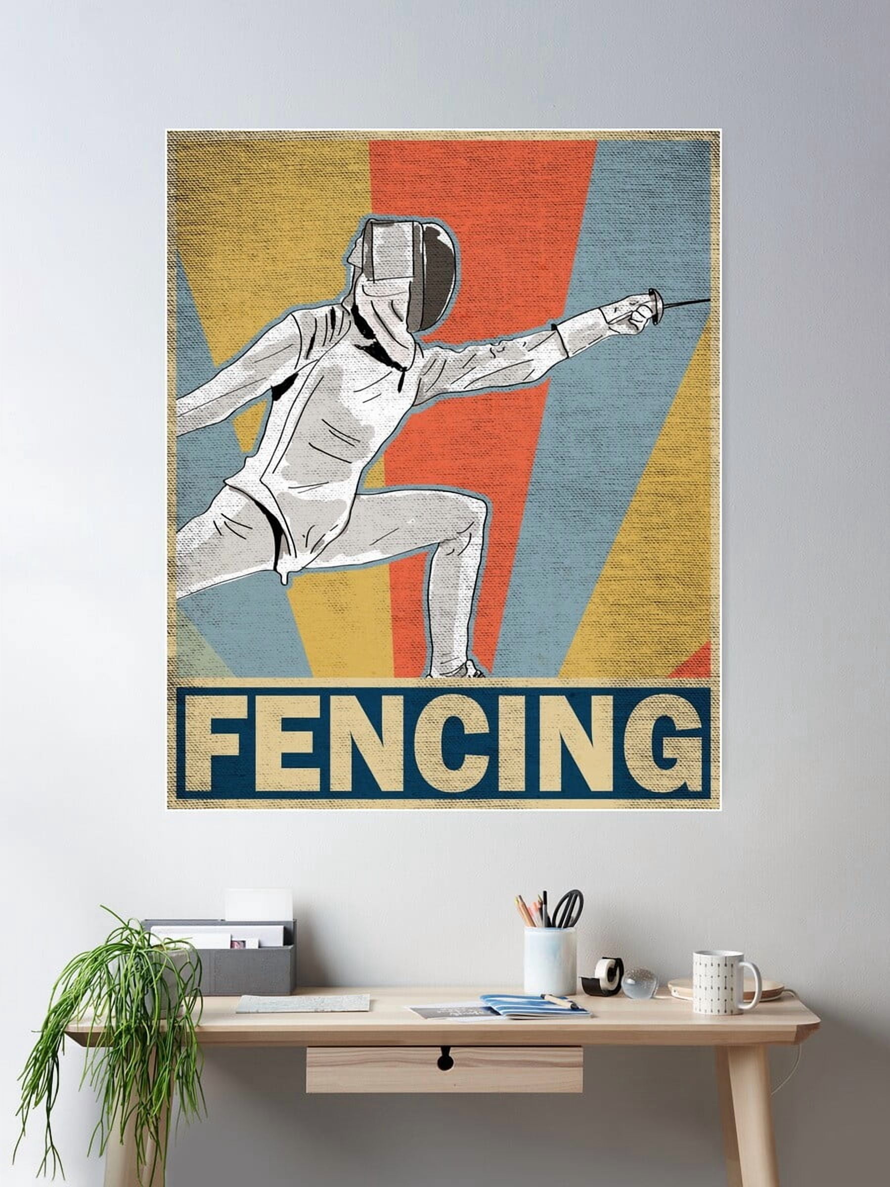 Dopaprint UNFRAMED PAPER POSTER Retro Vintage Fencing Poster Wall Art ...
