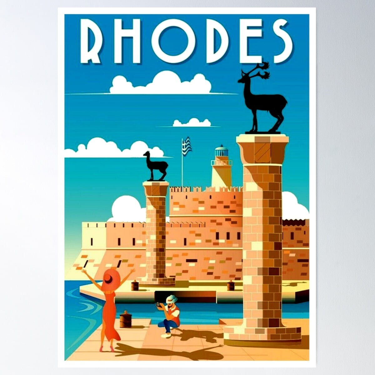 Dopaprint UNFRAMED PAPER POSTER Rhodes : Vintage Travel Advertising ...