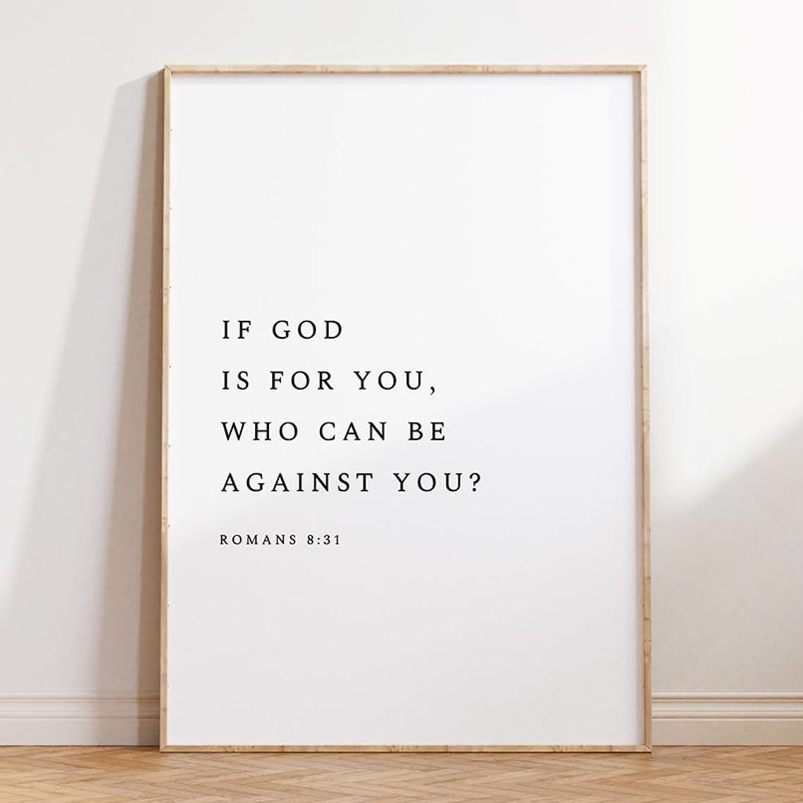 Dopaprint UNFRAMED PAPER POSTER Romans 8:31 Print, Modern Christian ...