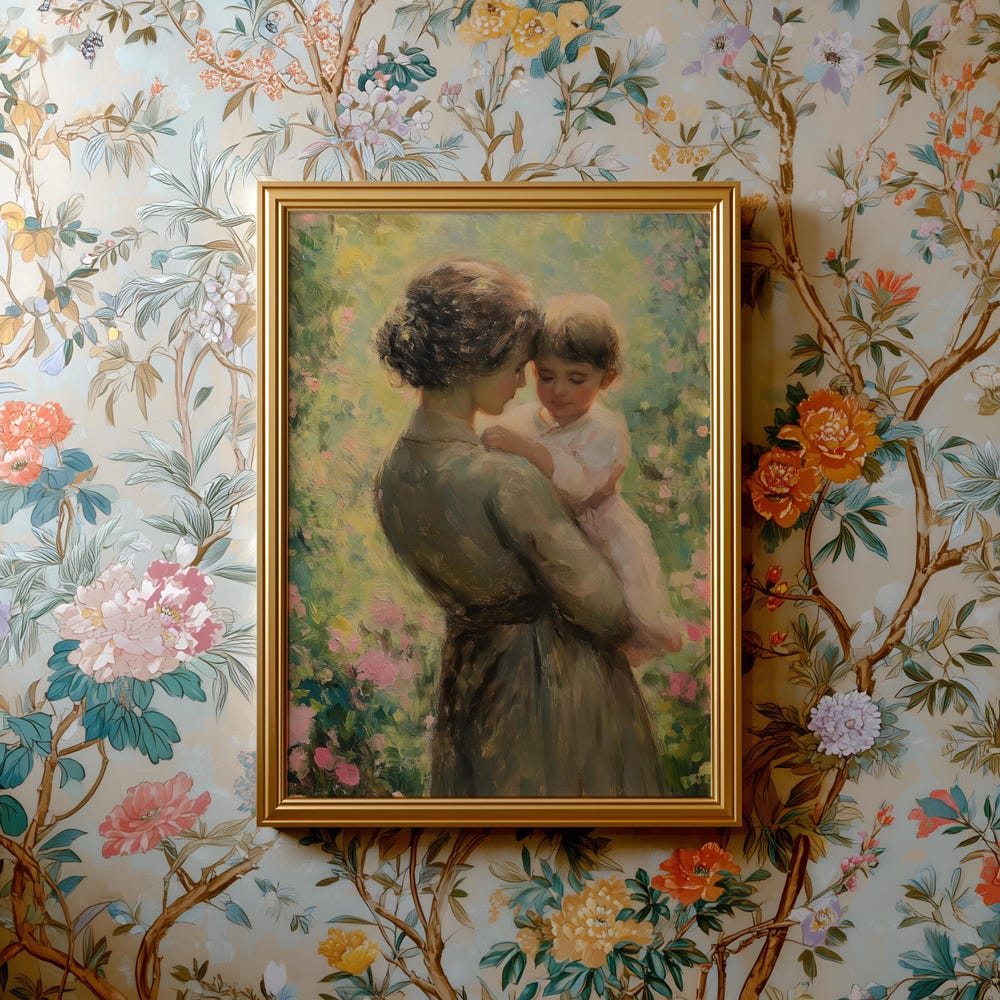 Dopaprint UNFRAMED PAPER POSTER Romantic Mother And Child Wall Art For ...