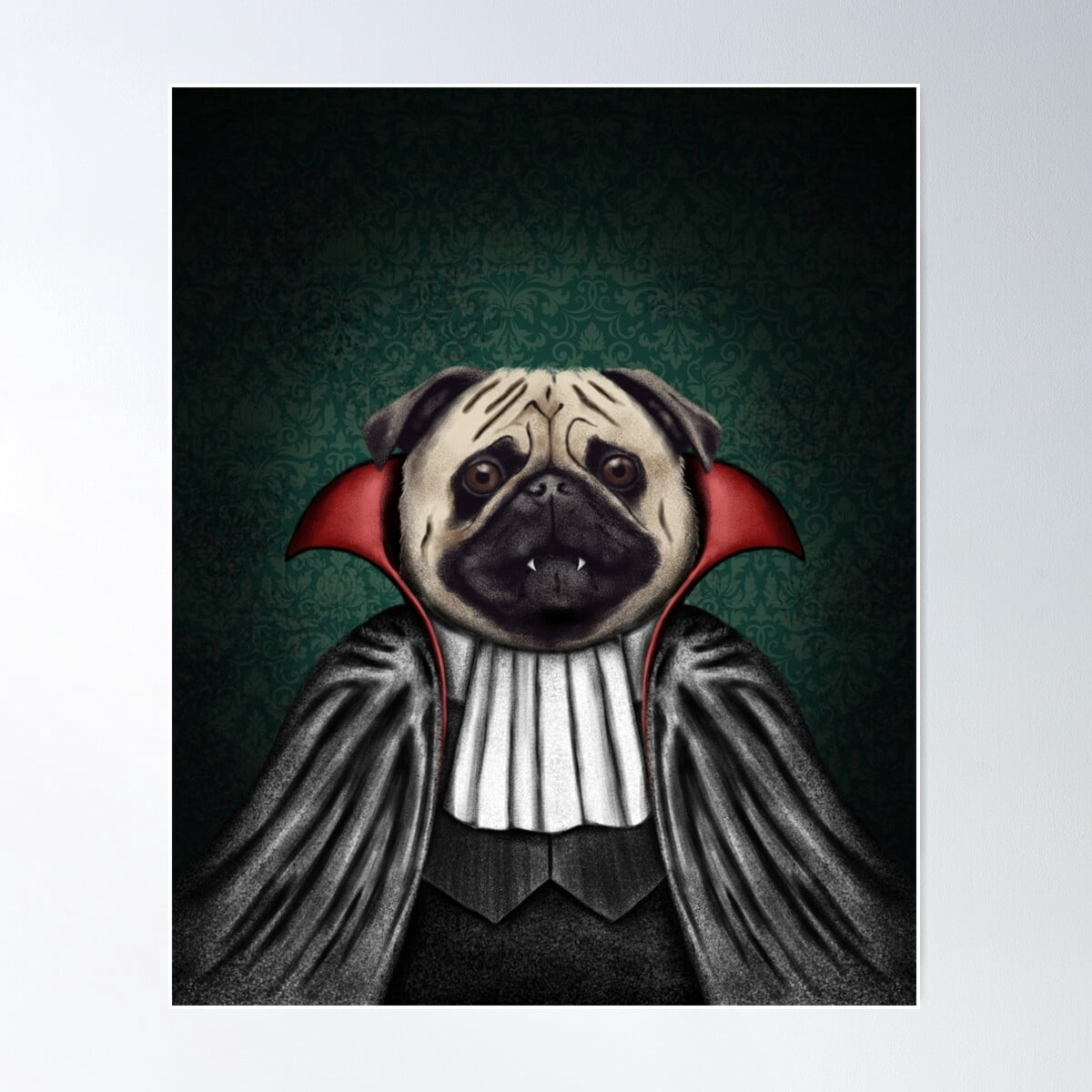 Dopaprint UNFRAMED PAPER POSTER Royal Vampire Pug Poster Wall Art ...