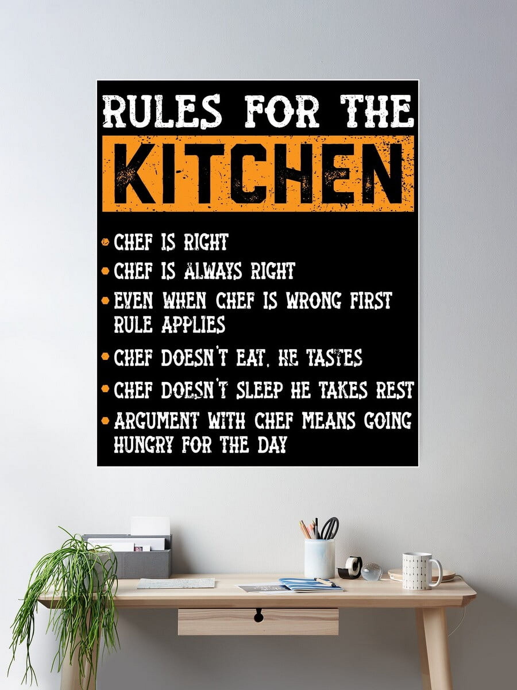 Dopaprint UNFRAMED PAPER POSTER Rules Of The Kitchen Funny Master Cook Restaurant Chef Poster ...