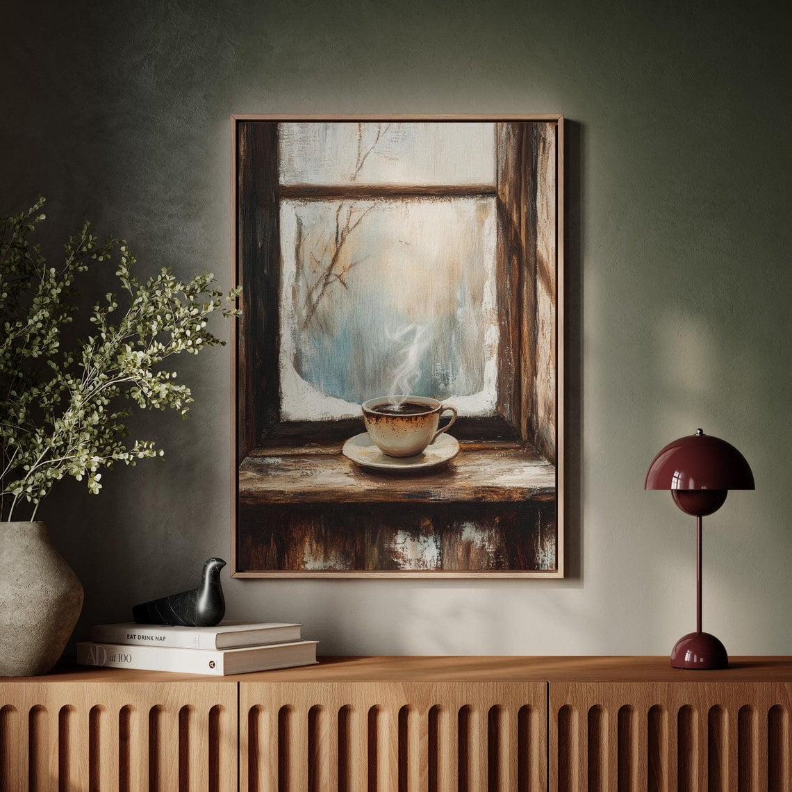 Dopaprint UNFRAMED PAPER POSTER Rustic Coffee Cup Art - Cozy Winter ...