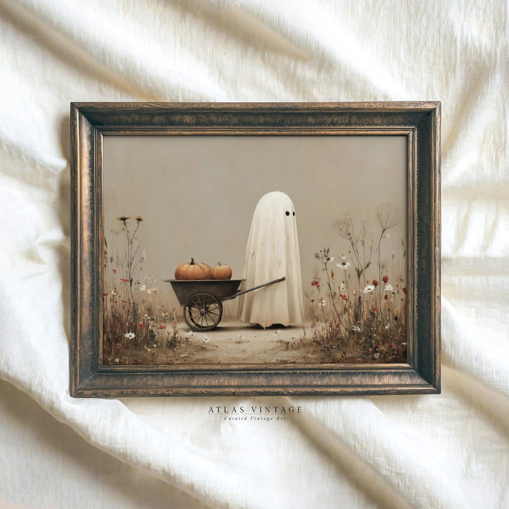 Dopaprint UNFRAMED PAPER POSTER Rustic Ghost Pumpkin In Wildflower ...