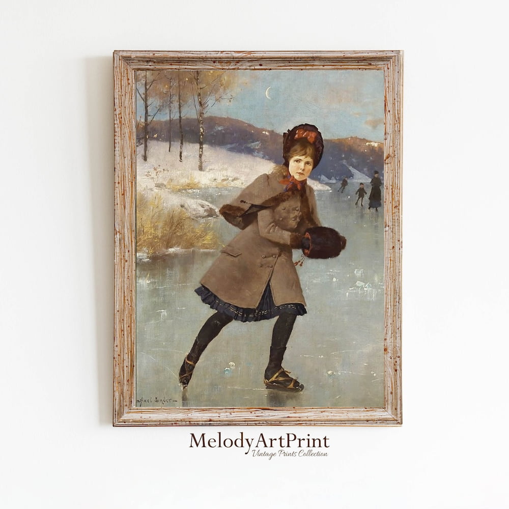 Dopaprint UNFRAMED PAPER POSTER Rustic Winter Skating Rink Painting Art ...