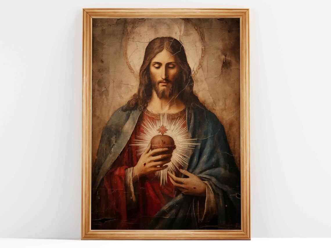 Dopaprint UNFRAMED PAPER POSTER Sacred Heart Of Jesus, Antique Divine ...