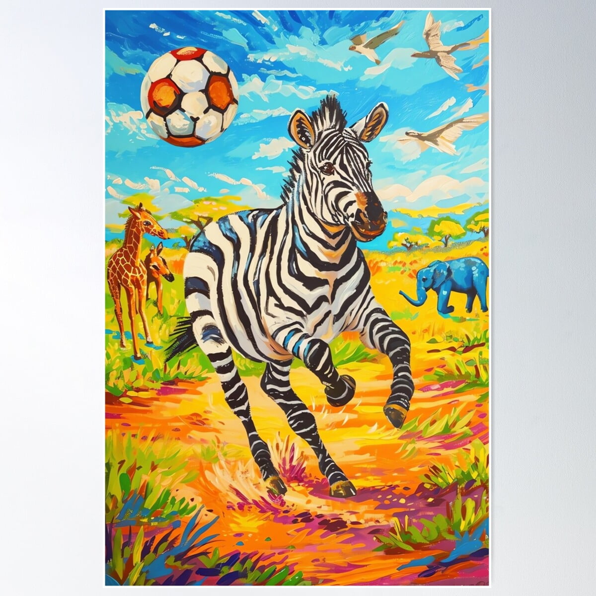 Dopaprint UNFRAMED PAPER POSTER Safari Soccer Fun Poster Wall Art ...