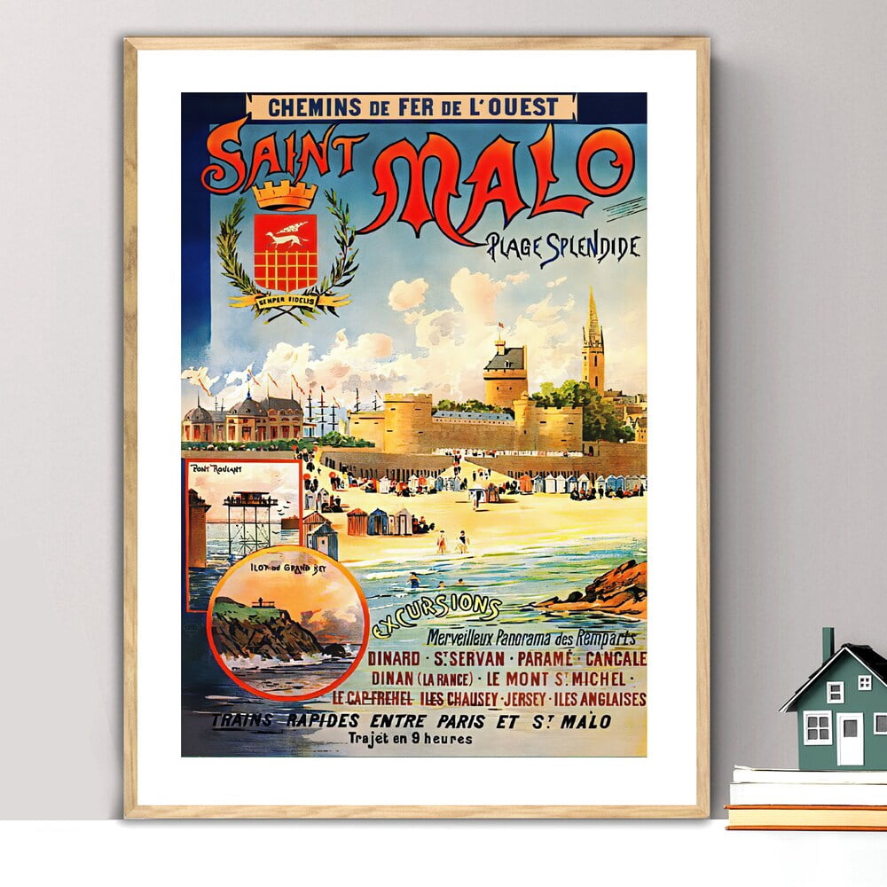 Dopaprint UNFRAMED PAPER POSTER Saint Malo, France Vintage Travel ...