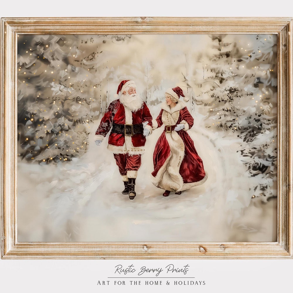 Dopaprint UNFRAMED PAPER POSTER San.Ta And Mrs. Claus Walking On A ...