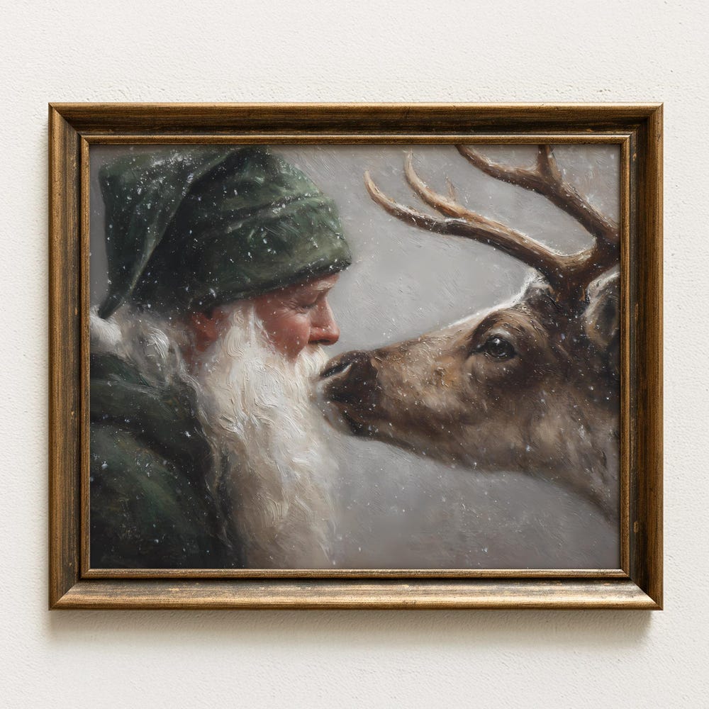 Dopaprint UNFRAMED PAPER POSTER San.Ta And Reindeer Wall Art Chris.Tmas ...