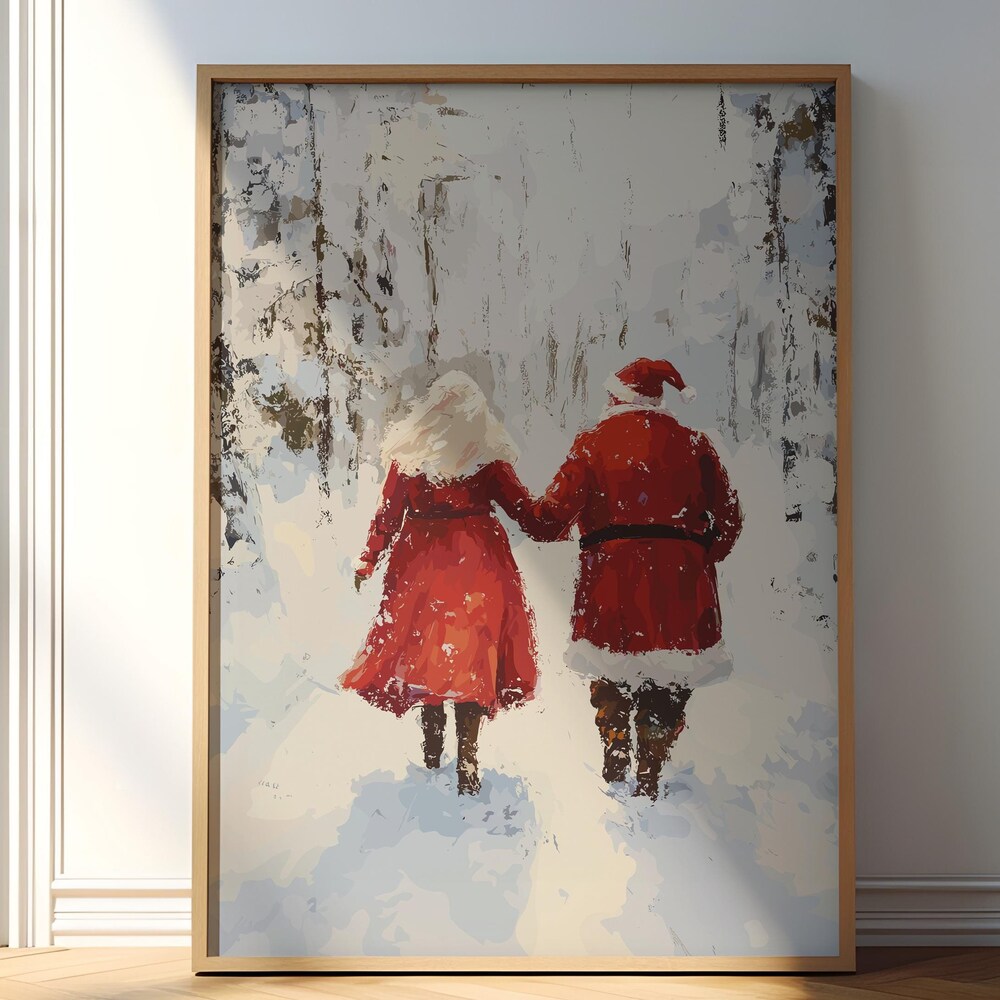 Dopaprint UNFRAMED PAPER POSTER San.Ta Claus And Mrs. Claus Walking Art ...
