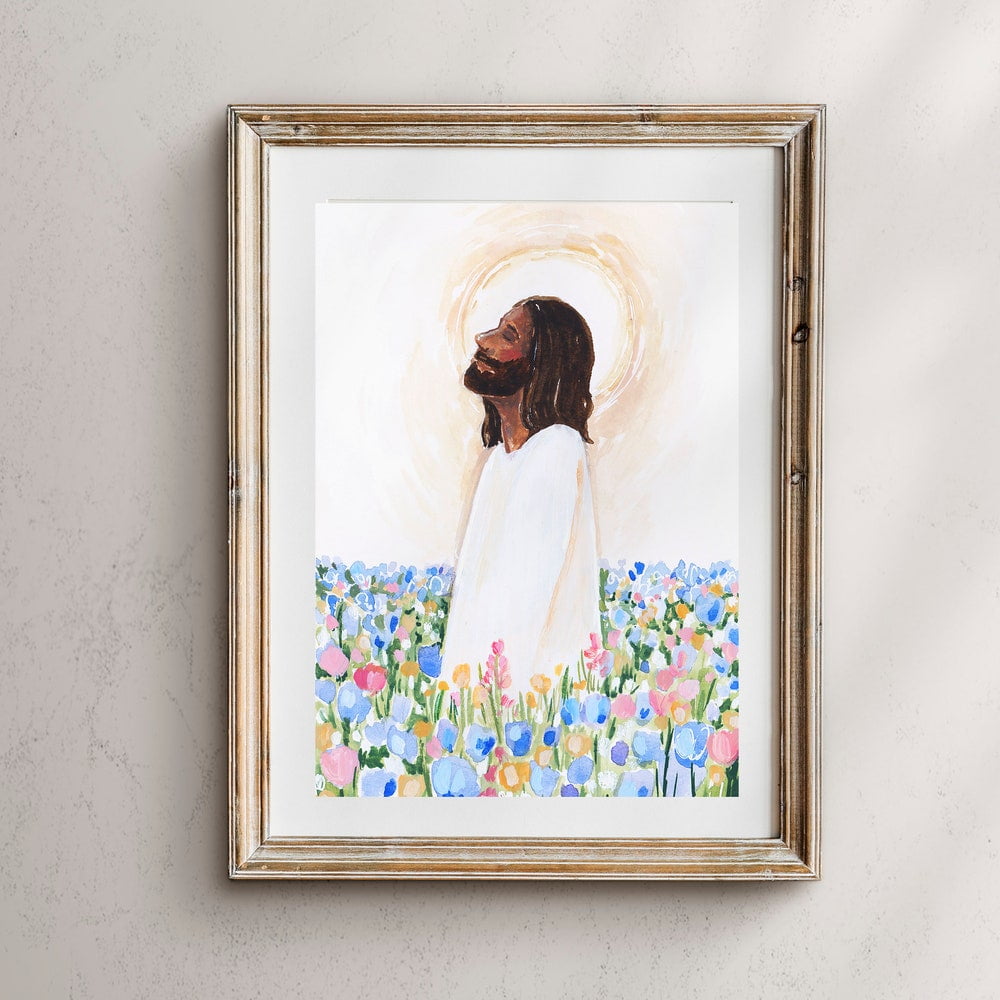 Dopaprint UNFRAMED PAPER POSTER My Savior In Flowers, Jesus Christ Art ...