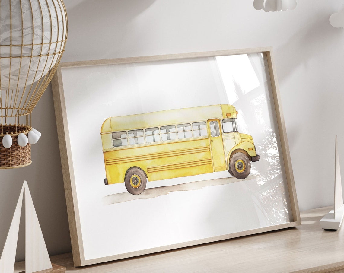 Dopaprint UNFRAMED PAPER POSTER School Bus Print, Car Nursery Decor ...