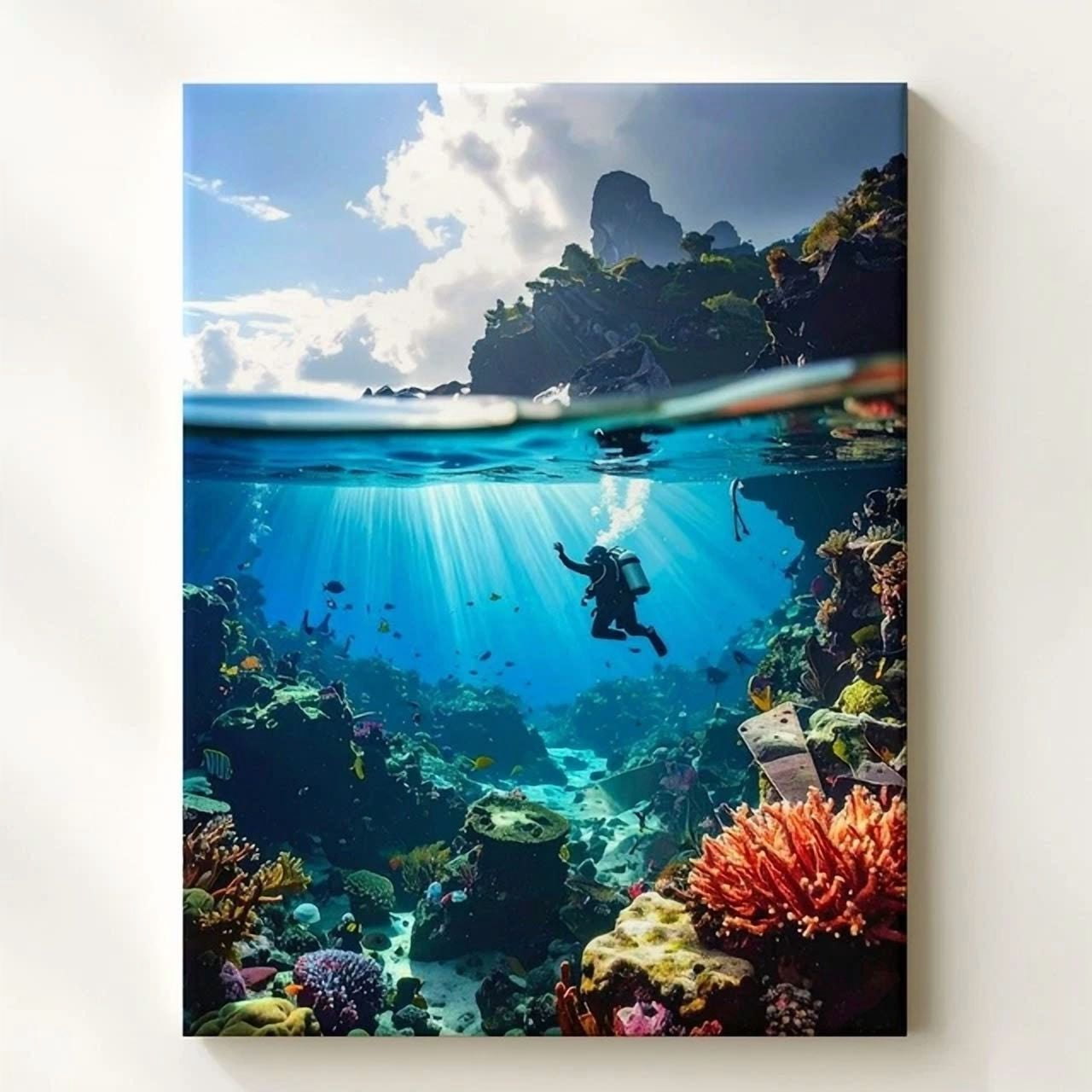 Dopaprint UNFRAMED PAPER POSTER Scuba Diver And Coral Reef ...