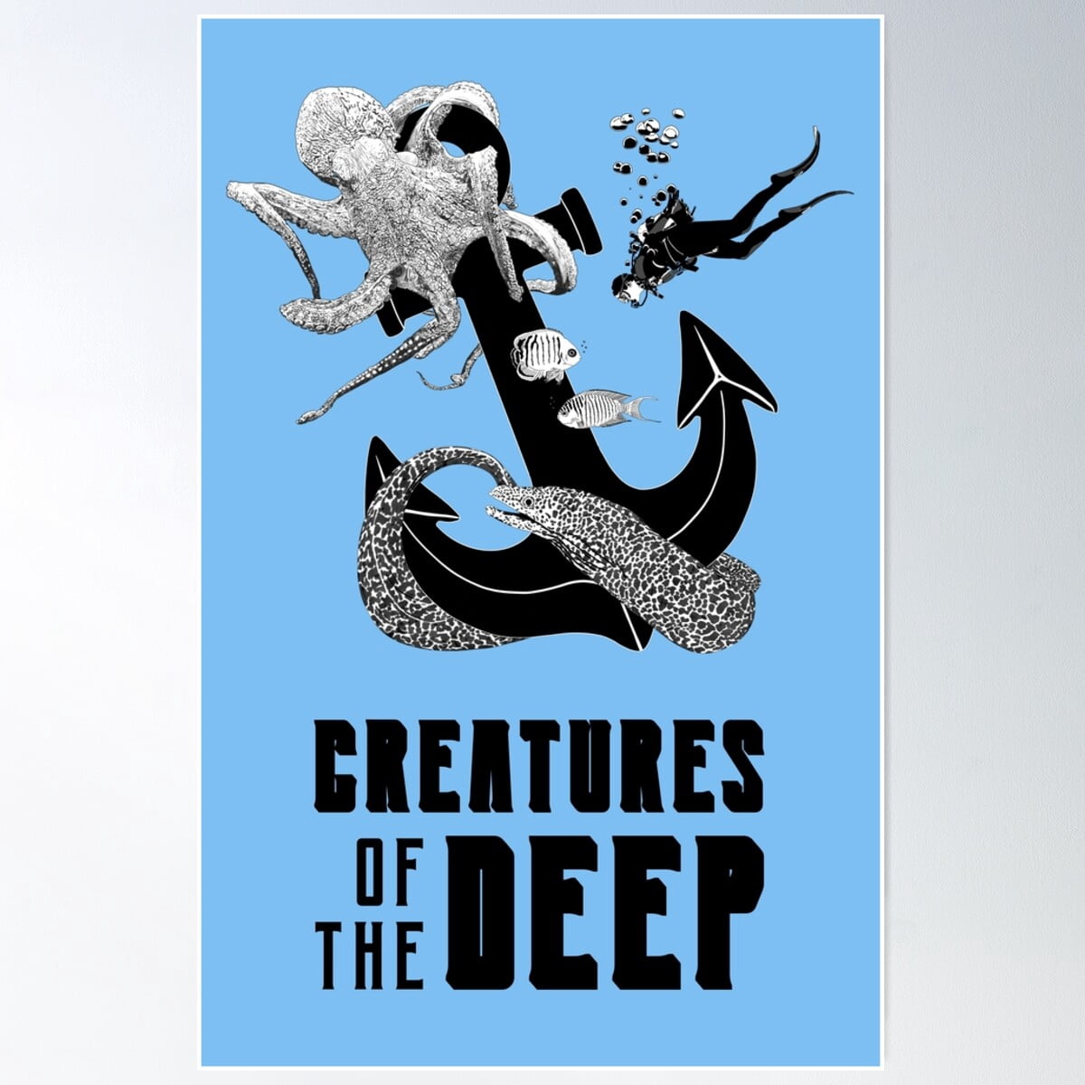Dopaprint UNFRAMED PAPER POSTER Scuba Diver Gift, Sea Creatures, Anchor ...