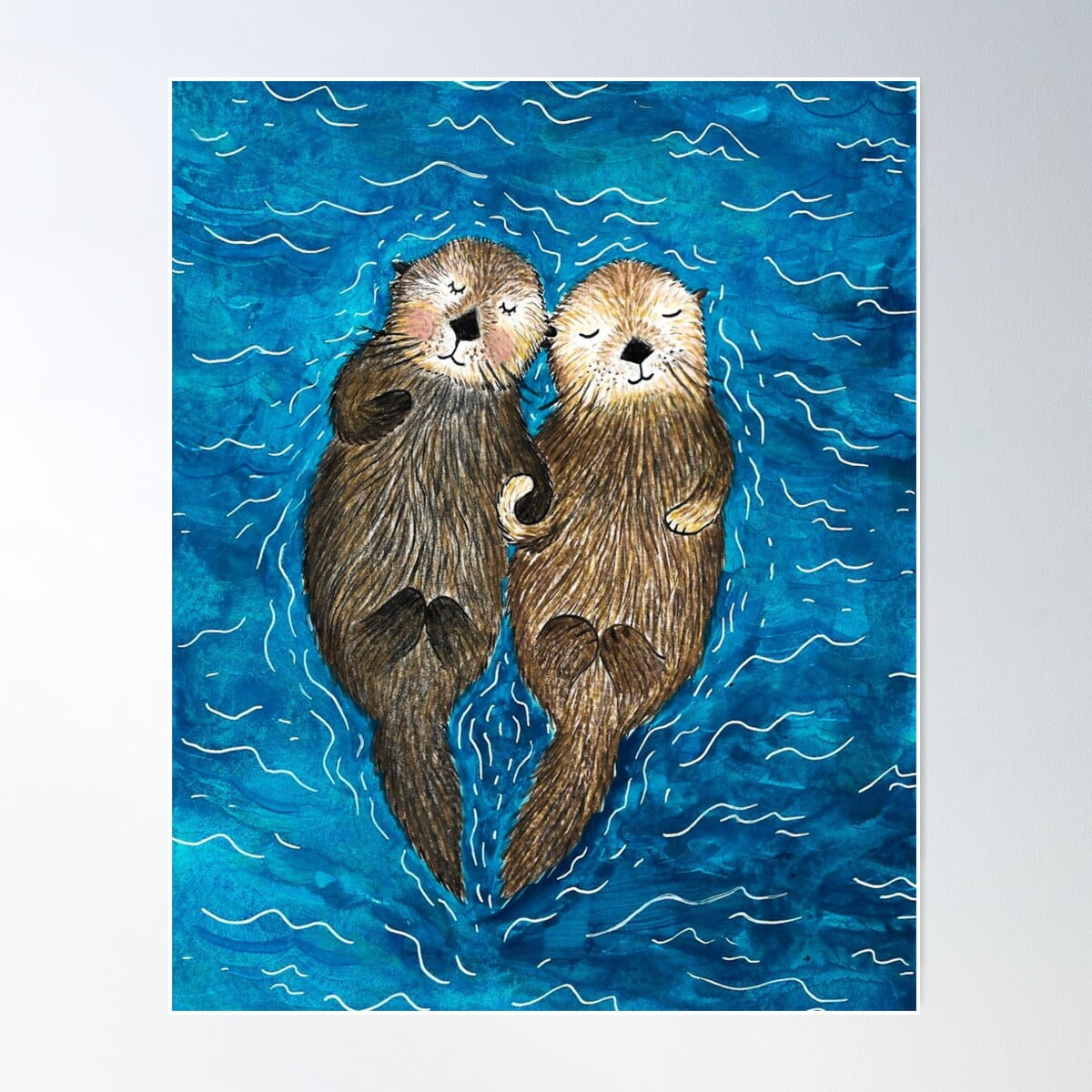 Dopaprint UNFRAMED PAPER POSTER Sea Otters Holding Hands Poster Wall ...