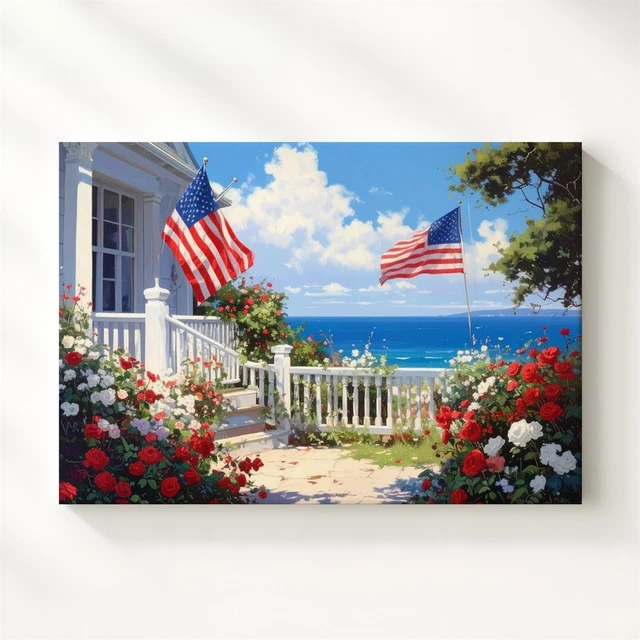 Dopaprint UNFRAMED PAPER POSTER Seaside Porch With Flags Wall Art ...