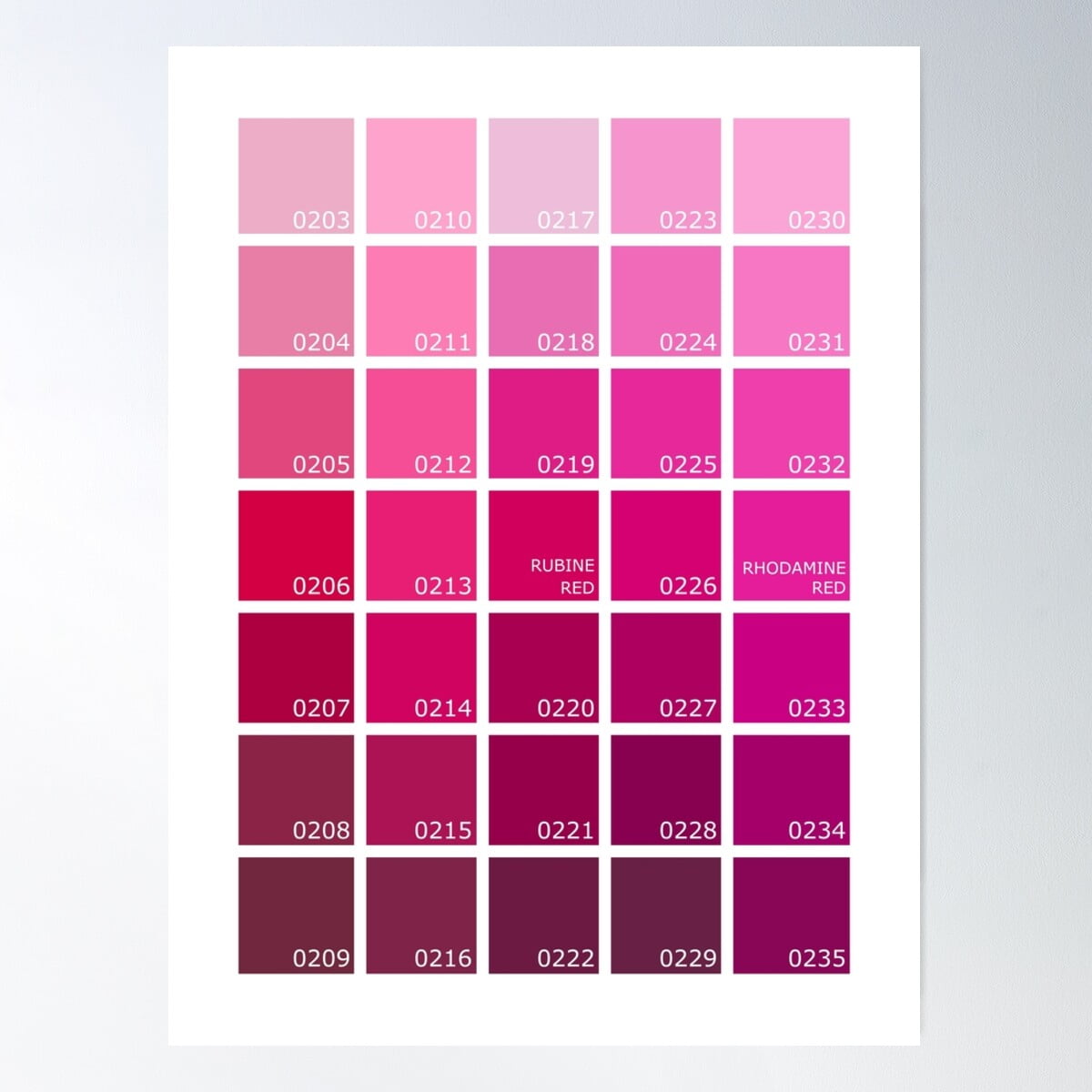 Dopaprint UNFRAMED PAPER POSTER Shades Of Pink Pantone Poster Wall Art ...