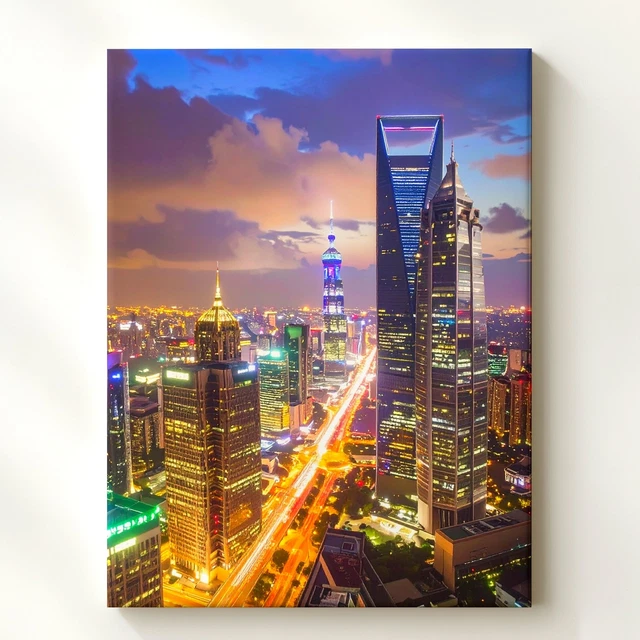 Dopaprint UNFRAMED PAPER POSTER Shanghai Night Cityscape ...