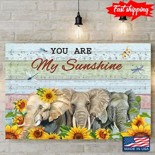 Dopaprint UNFRAMED PAPER POSTER Sheet Music Theme Cute Elephants With ...