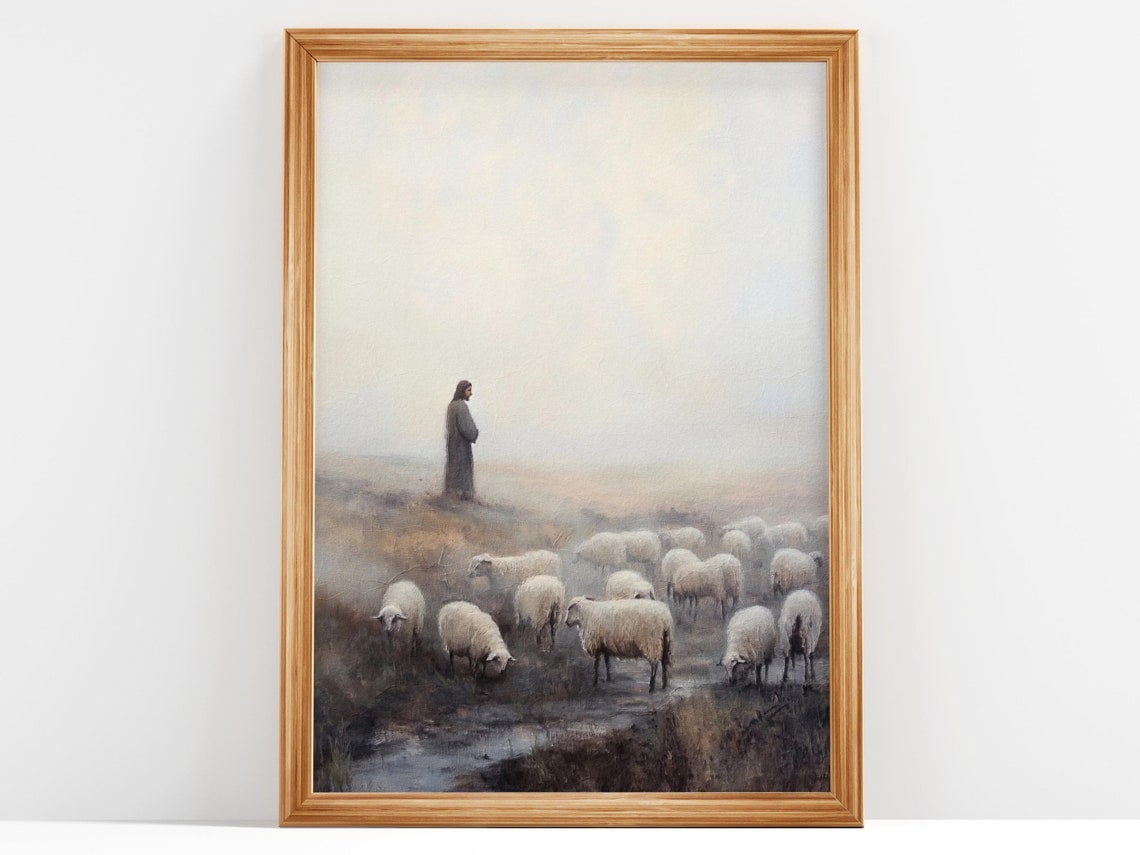 Dopaprint UNFRAMED PAPER POSTER Shepherd'S Grace, Good Shepherd Wall Art, Jesus Leaves The 99 ...