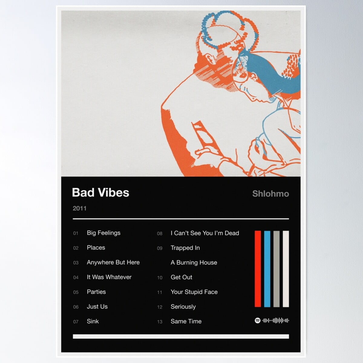 Dopaprint UNFRAMED PAPER POSTER Shlohmo Bad Vibes Tracklist (Inverted ...