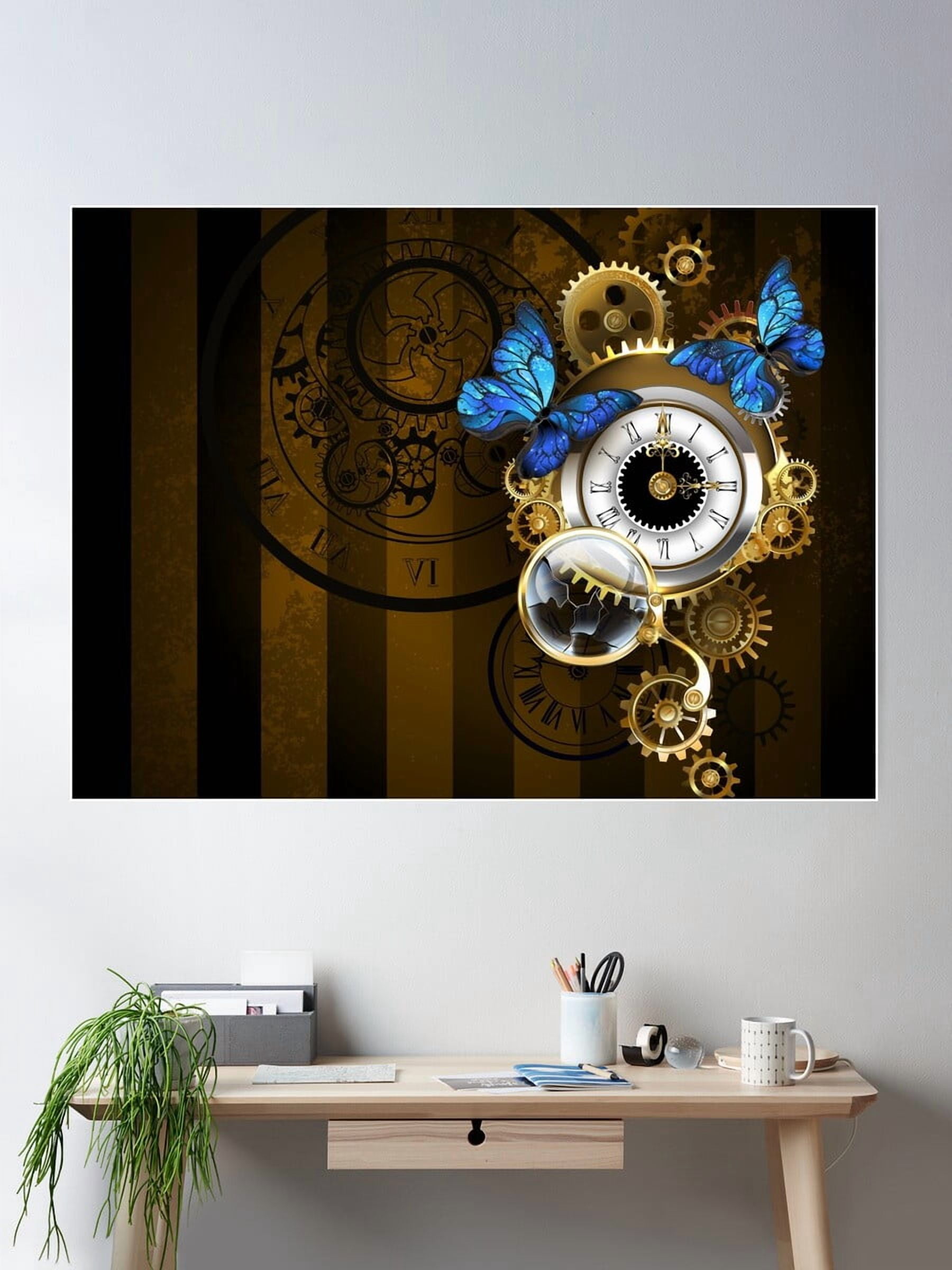 Dopaprint UNFRAMED PAPER POSTER Silver Watches With Blue Butterflies ...