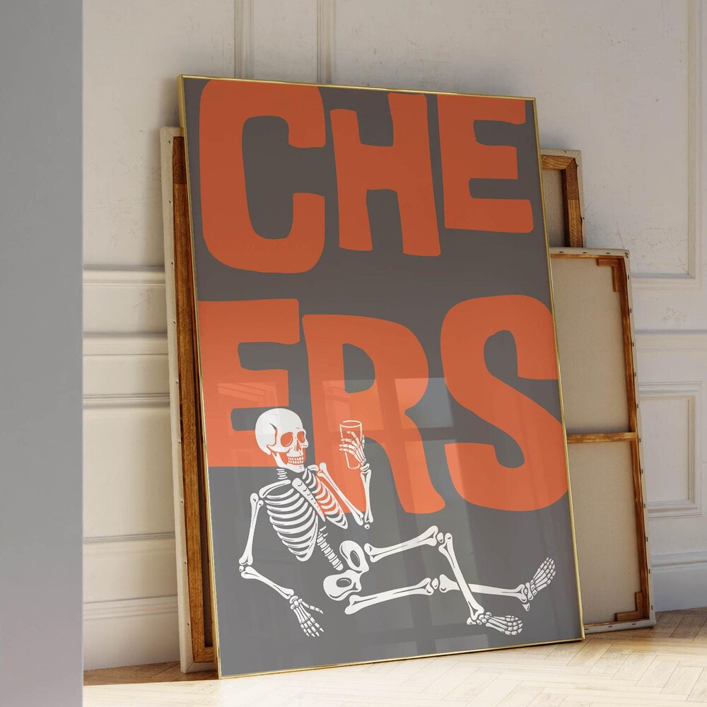 Dopaprint UNFRAMED PAPER POSTER Skeleton Cheers Art Print - Bold Hal ...