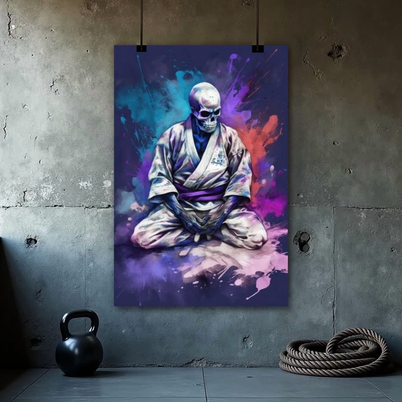 Dopaprint UNFRAMED PAPER POSTER Skull Jiu Jitsu Poster - Bjj Wall Art ...