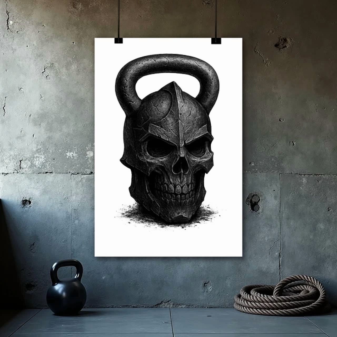 Dopaprint UNFRAMED PAPER POSTER Skull Kettlebell Gym Poster ...