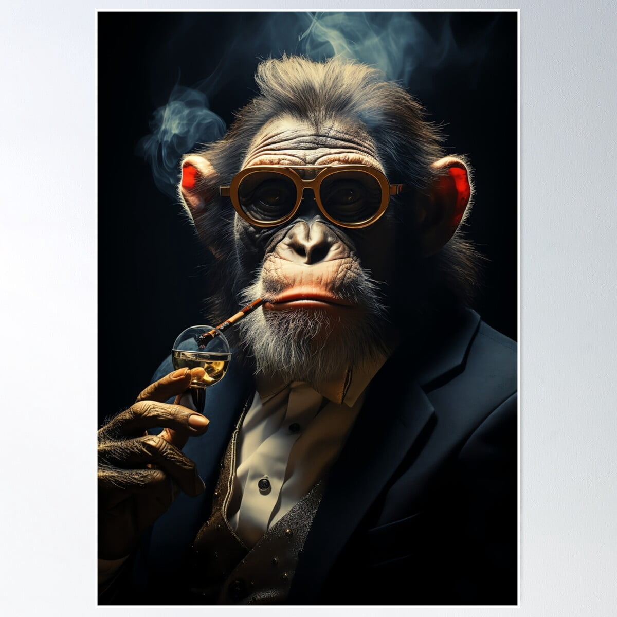 Dopaprint UNFRAMED PAPER POSTER Smoking Monkey Portrait Poster Wall Art ...