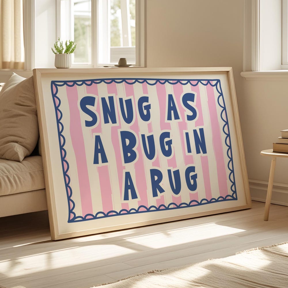 Dopaprint UNFRAMED PAPER POSTER Snug As A Bug Art Print Trendy Navy ...
