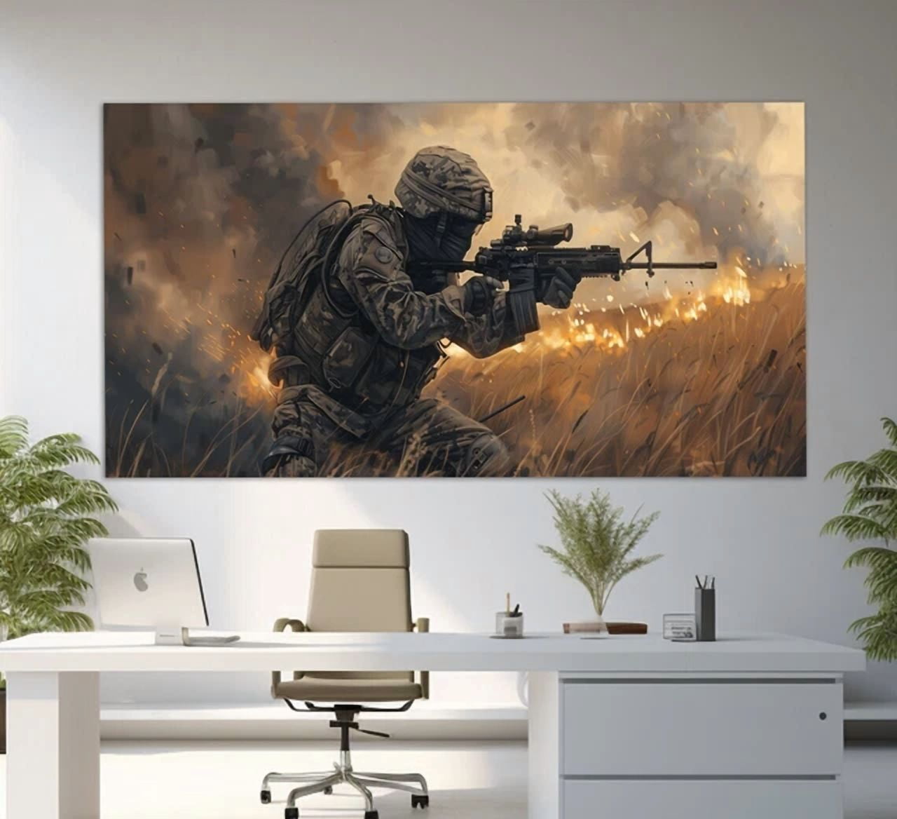 Dopaprint UNFRAMED PAPER POSTER Soldier Military Painting Art Abstract ...