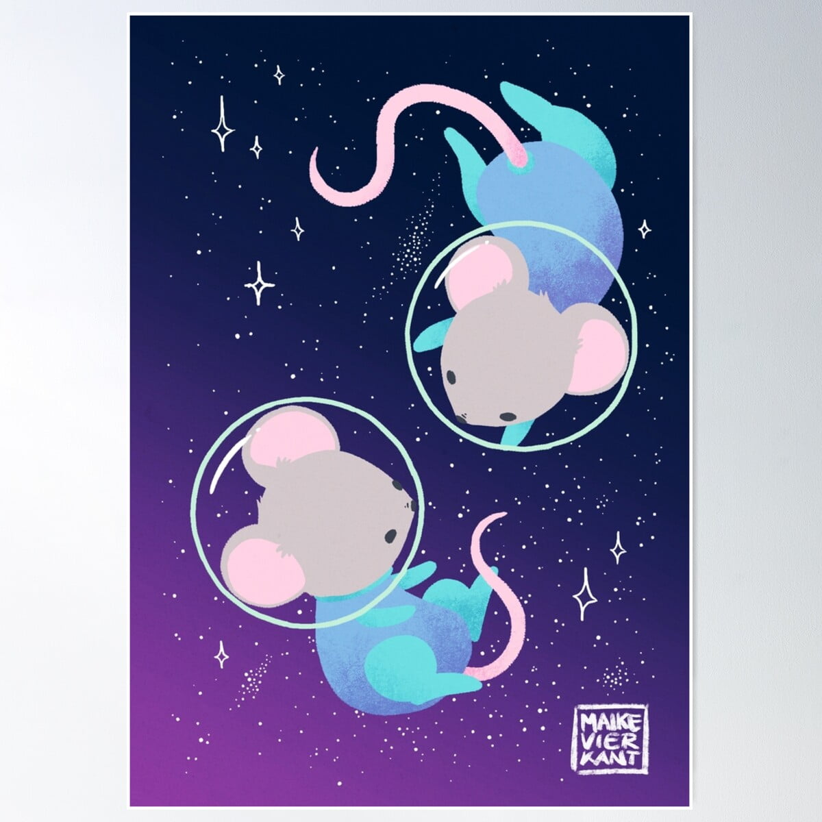 Dopaprint UNFRAMED PAPER POSTER Space Mice Poster Wall Art, Modern Wall ...