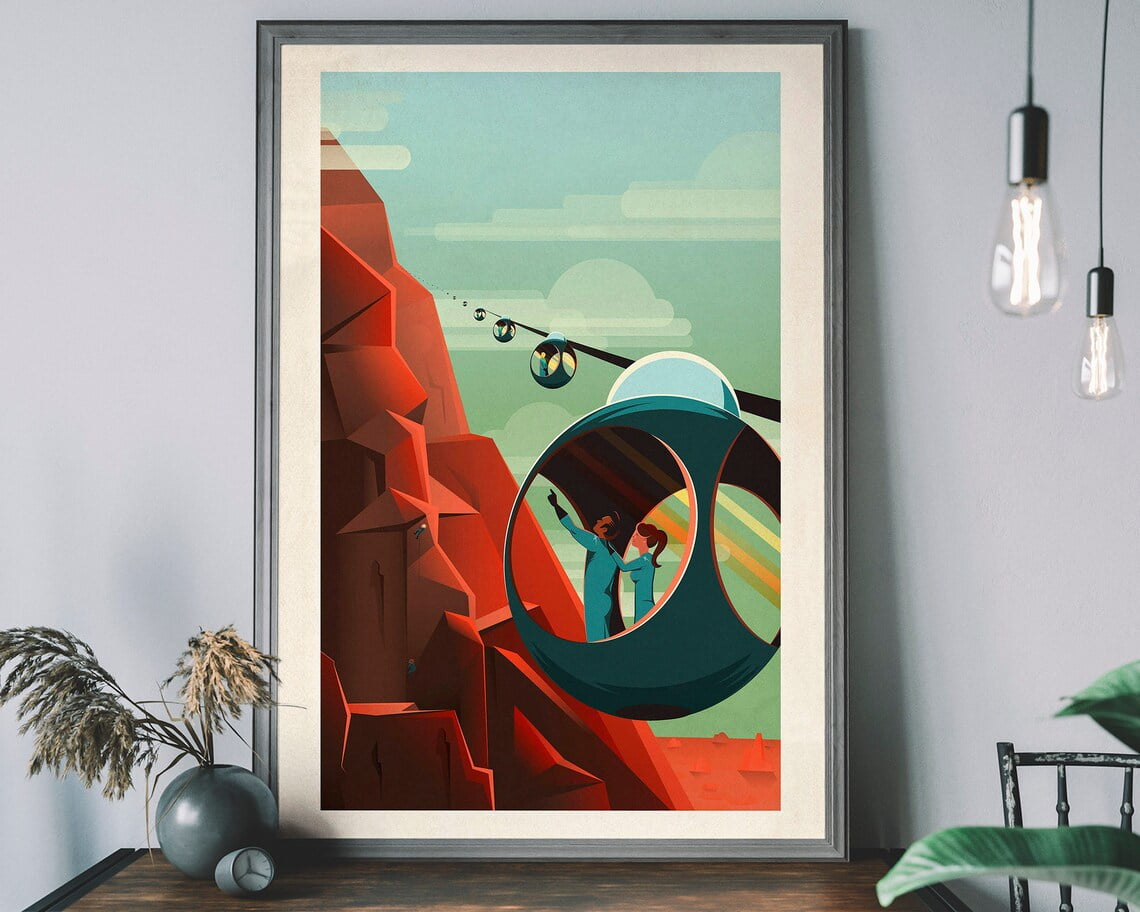 Dopaprint UNFRAMED PAPER POSTER Spacex Retro Wall Art, Sci-Fi Art Print ...