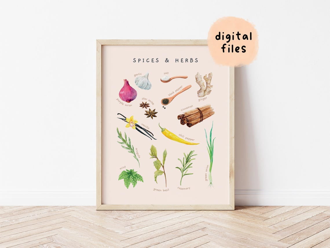 Dopaprint UNFRAMED PAPER POSTER Spices & Herbs Montessori Educational ...